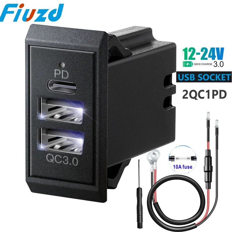 12 В 24 В USB-розетка 54 Вт с двумя портами PD USB-C Quick Charge 3.0 USB-разъем для аксессуаров passat b8 b7 b6 b5 Розетка питания a