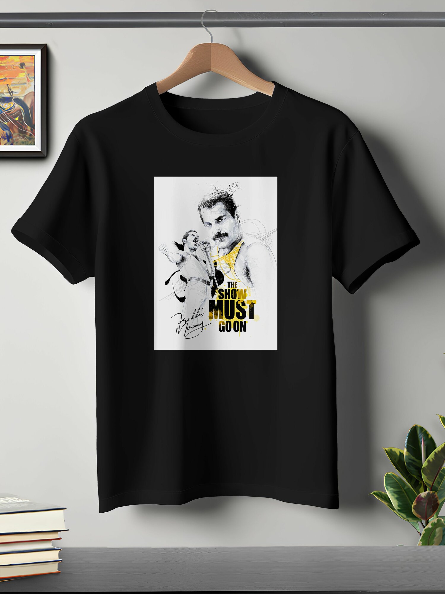 Футболка ONEQ унисекс 46-48 (M) размер с принтом Фредди Меркюри, черная