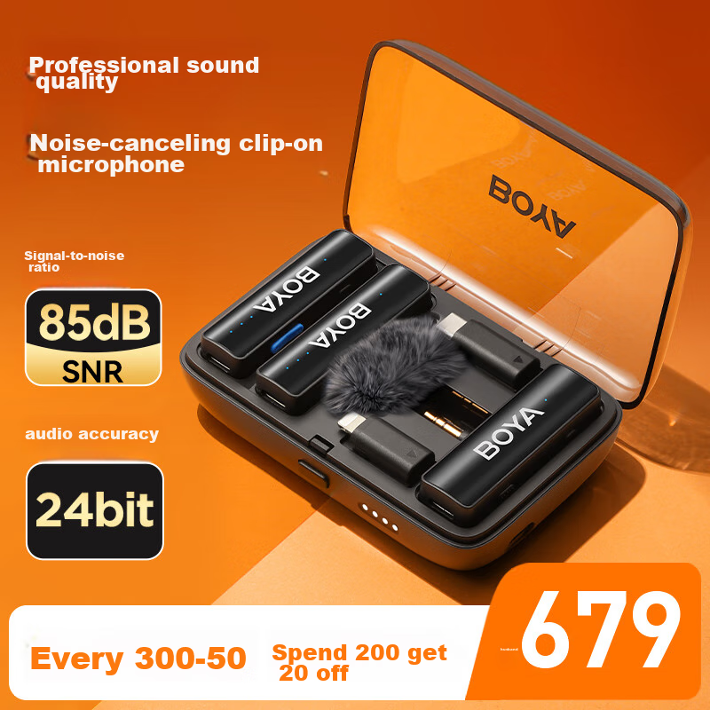 Двухканальная беспроводная микрофонная система BOYA BY-WM4 PRO-K2, аудиомонитор в режиме реального времени, черный