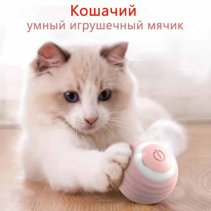 Интерактивный мяч-робот для кошек и собак — автоматическая игрушка с движением для дома и улицы, розовый и синий