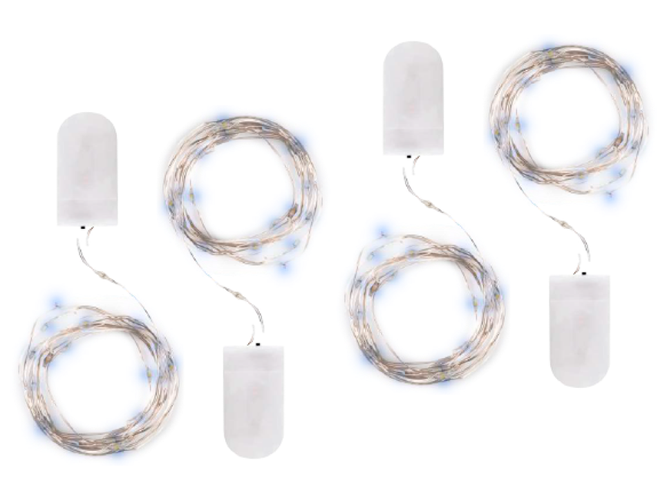 Гирлянда Фаzа / Фаза DC-G05-20WS4 роса, ПВХ, 20 световых точек холодный белый, IP20, длиной 2м, в упаковке 4шт. / новогодние украшения для декора дома