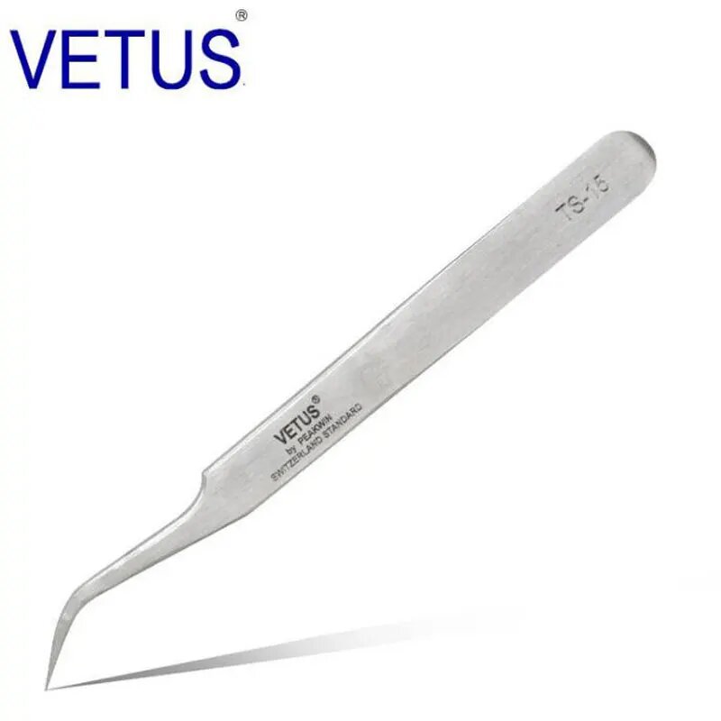 Пинцет для ресниц Vetus TS 15 из нержавеющей стали