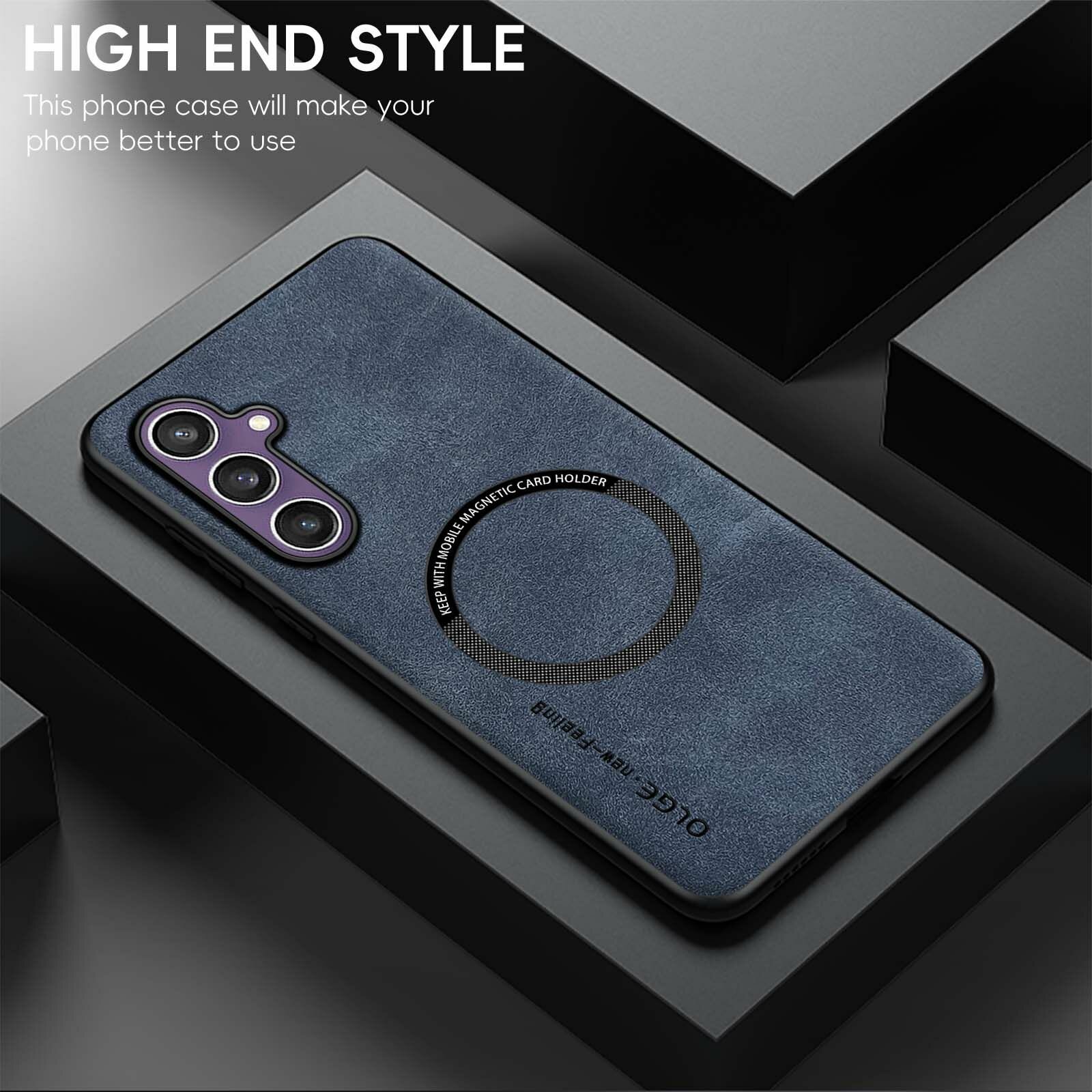 OLGE Роскошная кожа MagSafe чехол Для Samsung Galaxy S23 FE (Самсунг Галакси С23 ФЕ, S23FE) кожаный