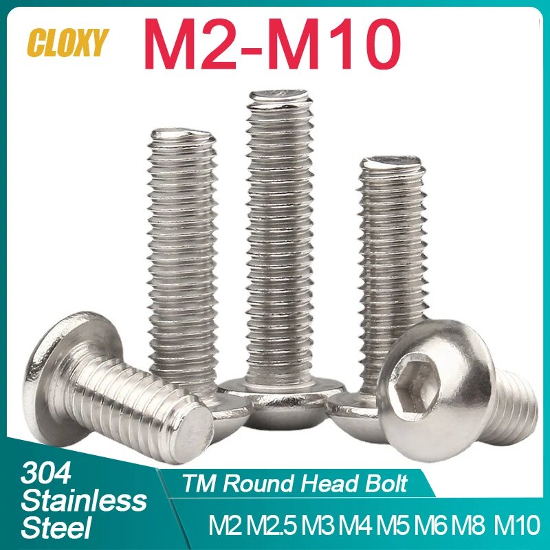 CLOXY Болты шестигранные из нержавеющей стали M1.6-M8 L=3-100мм M8 (2pcs), 20mm