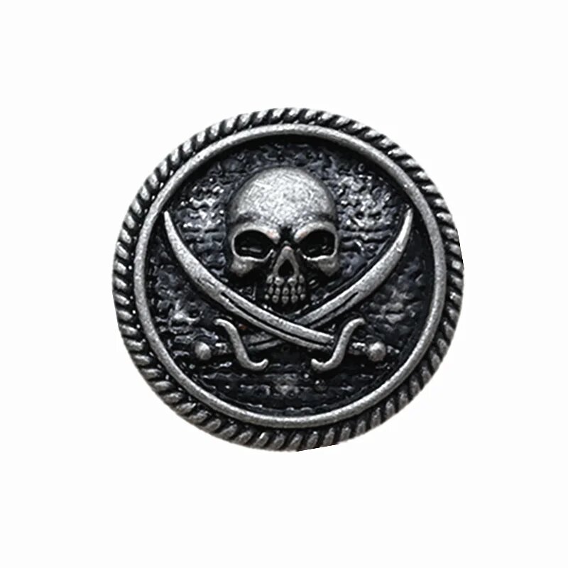 Пиратский череп завинчивающая монета пряжка цинковый сплав Черный никель