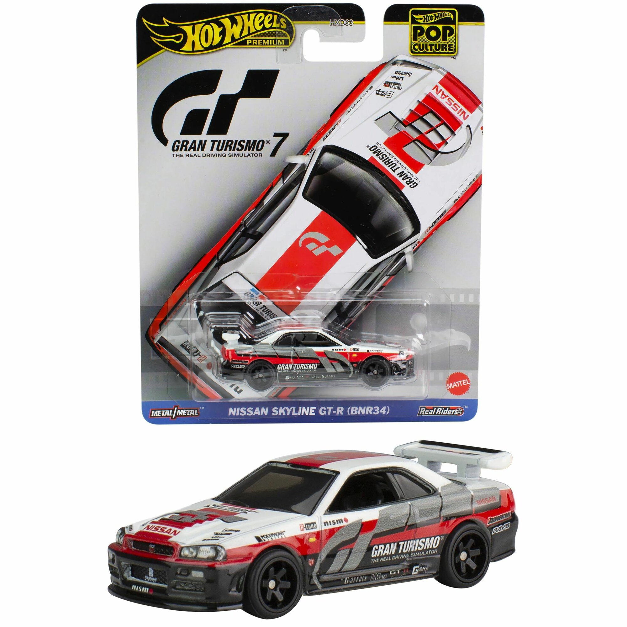 Машинка коллекционная Mattel Hot Wheels Премиум автомобиль Поп-культура : HXD63 NISSAN SKYLINE GT-R (BNR34)