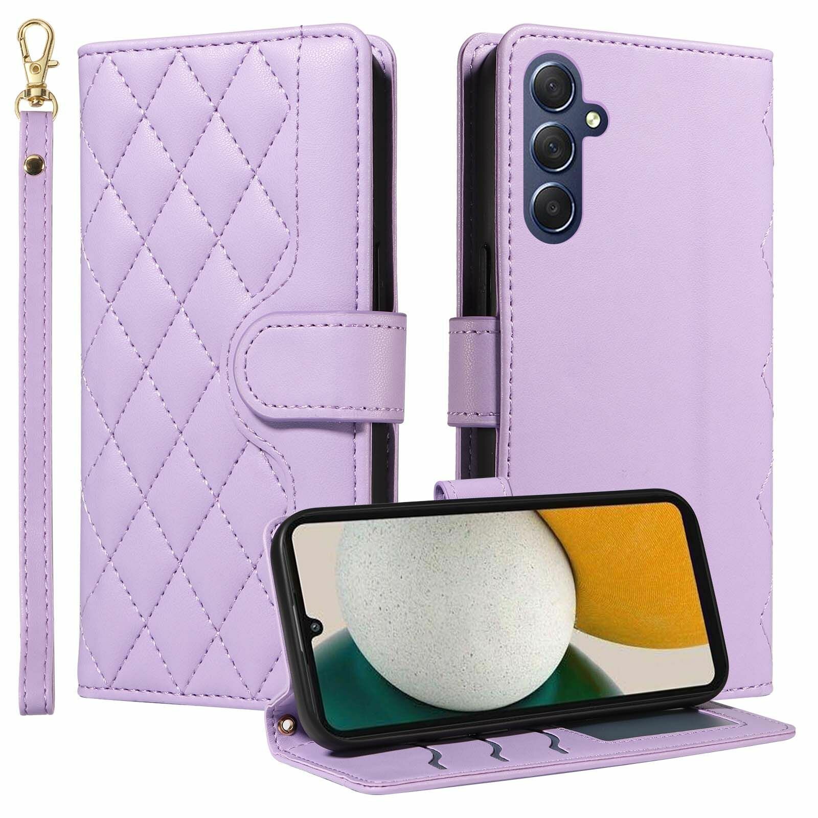 Чехол из матовой кожи для Samsung Galaxy A34 5G (Самсуиг Галакси А34 5G) , роскошный и стильный, устойчивый к падениям, со слотом для карт, с длинным и коротким шнурками