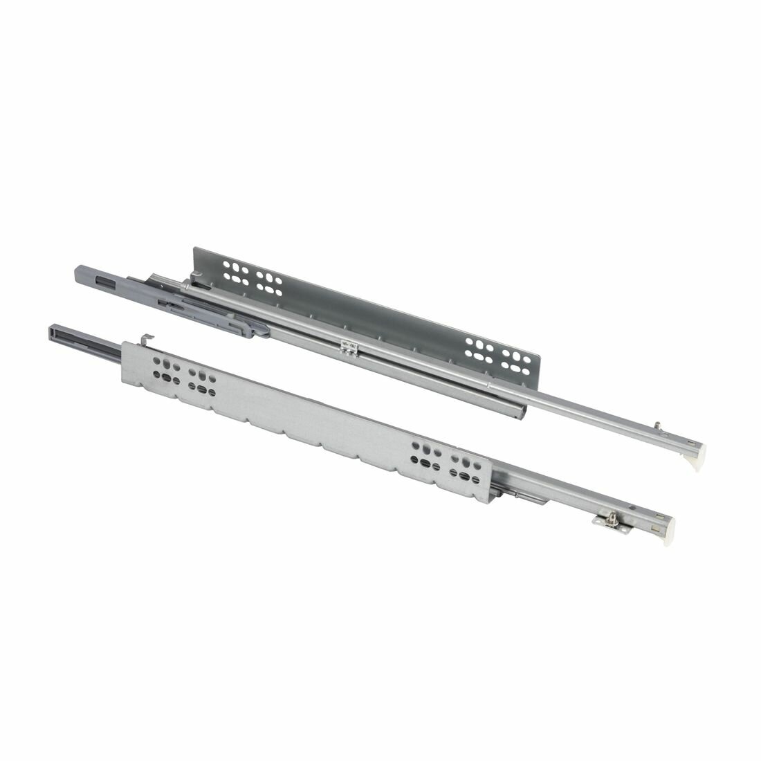 Направляющие для выдвижных ящиков скрытого насадного монтажа с системой плавного закрывания, полное выдвижение, с доводчиком, ДСП до16 мм, L-500, AKS Qtype