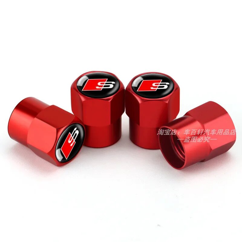 4 шт. колпачки для клапанов колес Audi S Red