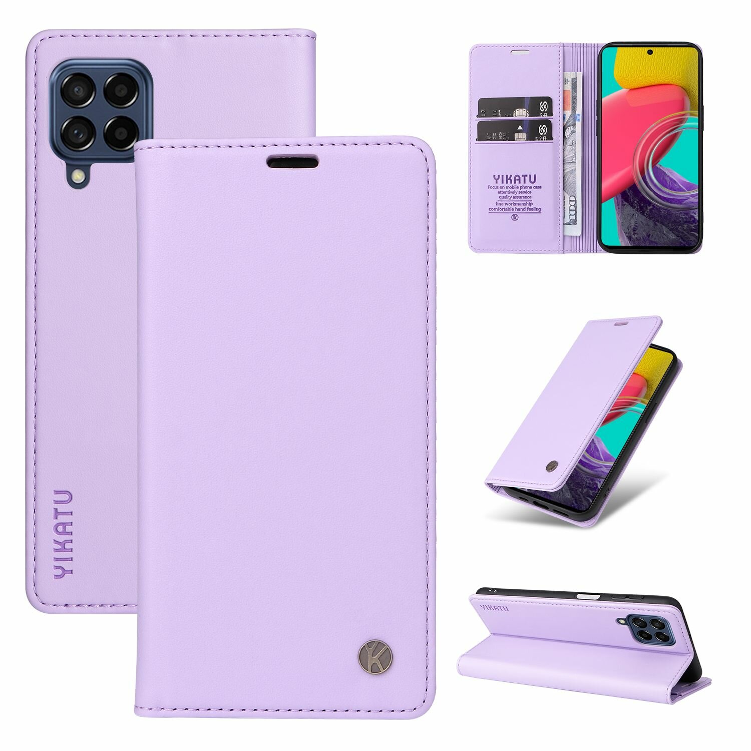 Кожаный флип-чехол для Samsung Galaxy M53 5G / Самсунг Галакси M53 5G с магнитом, отделением для карт и отделением для бумажника