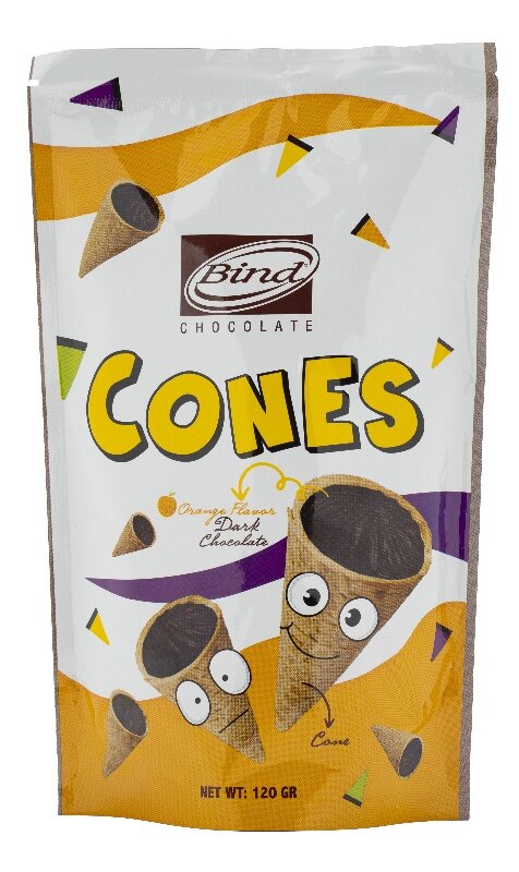 Вафельный рожок BIND с начинкой из темного шоколада со вкусом апельсина /зип-пакет/ 120г