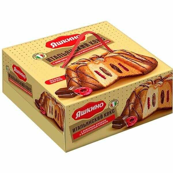 Яшкино Кекс, с вишневым джемом и шоколадным кремом, 500 гр.