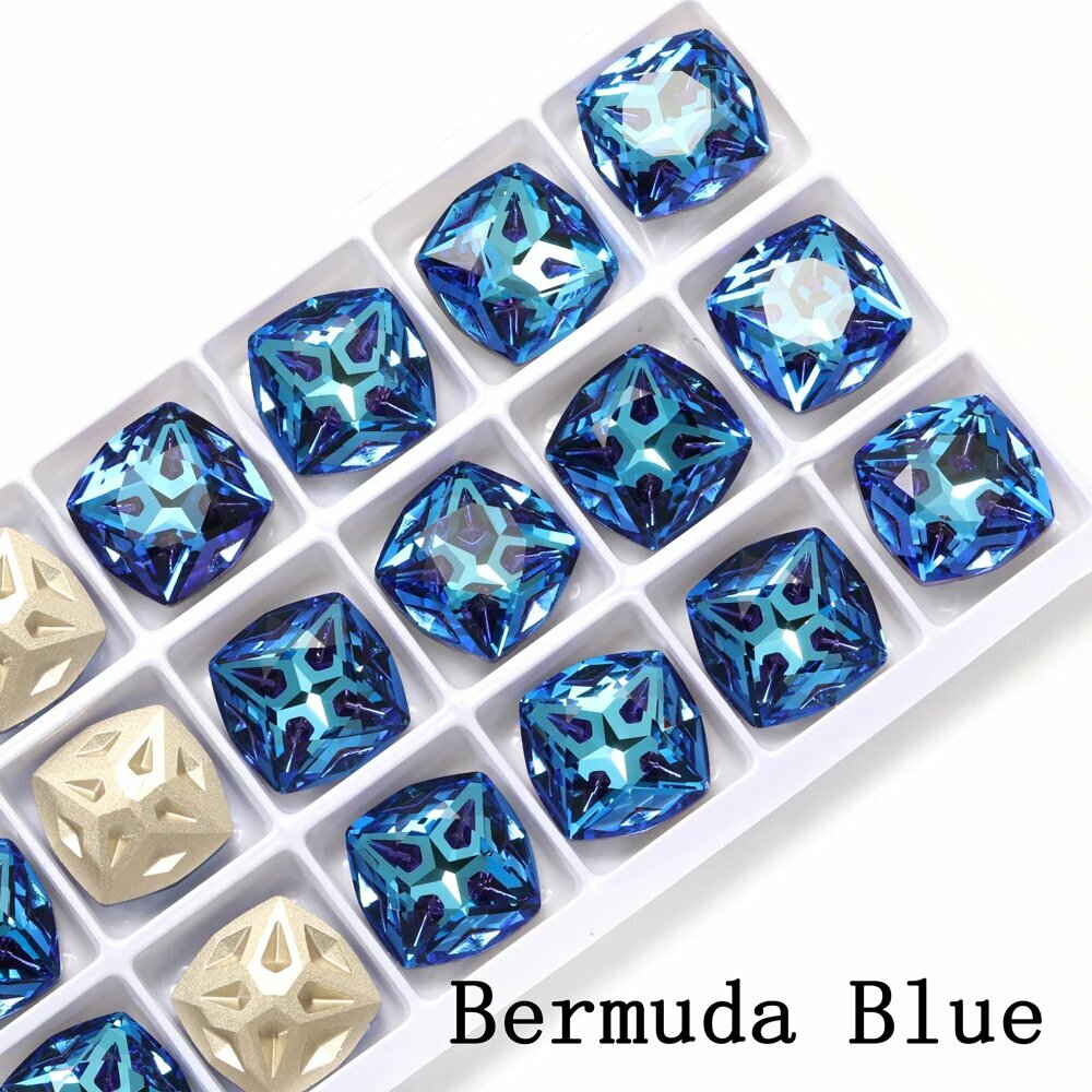 Стеклянные стразы 12 мм 12mm 10pcs, Bermuda Blue