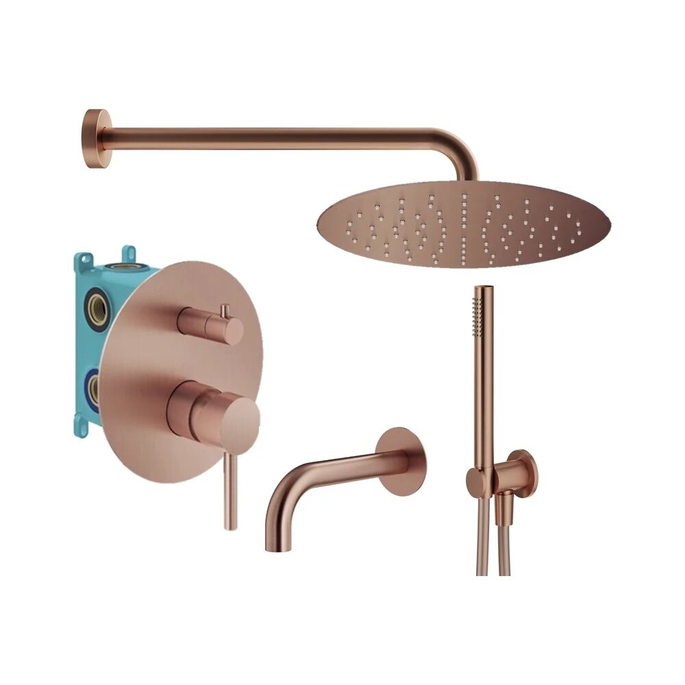 Комплект со смесителем для ванной PLUMBERIA SELECTION IXO брашированная медь KITXO19RS60