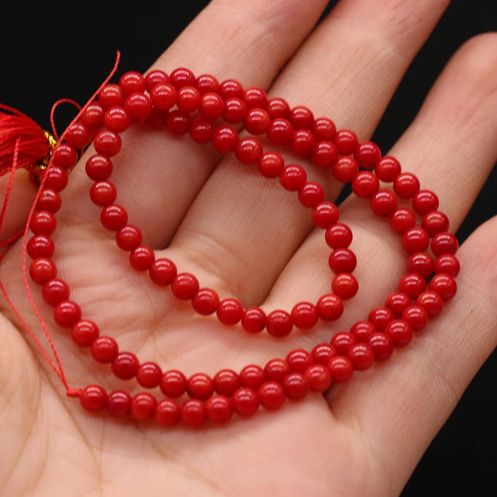 Искусственные коралловые бусины LE SKY 4 мм Красный, Красный