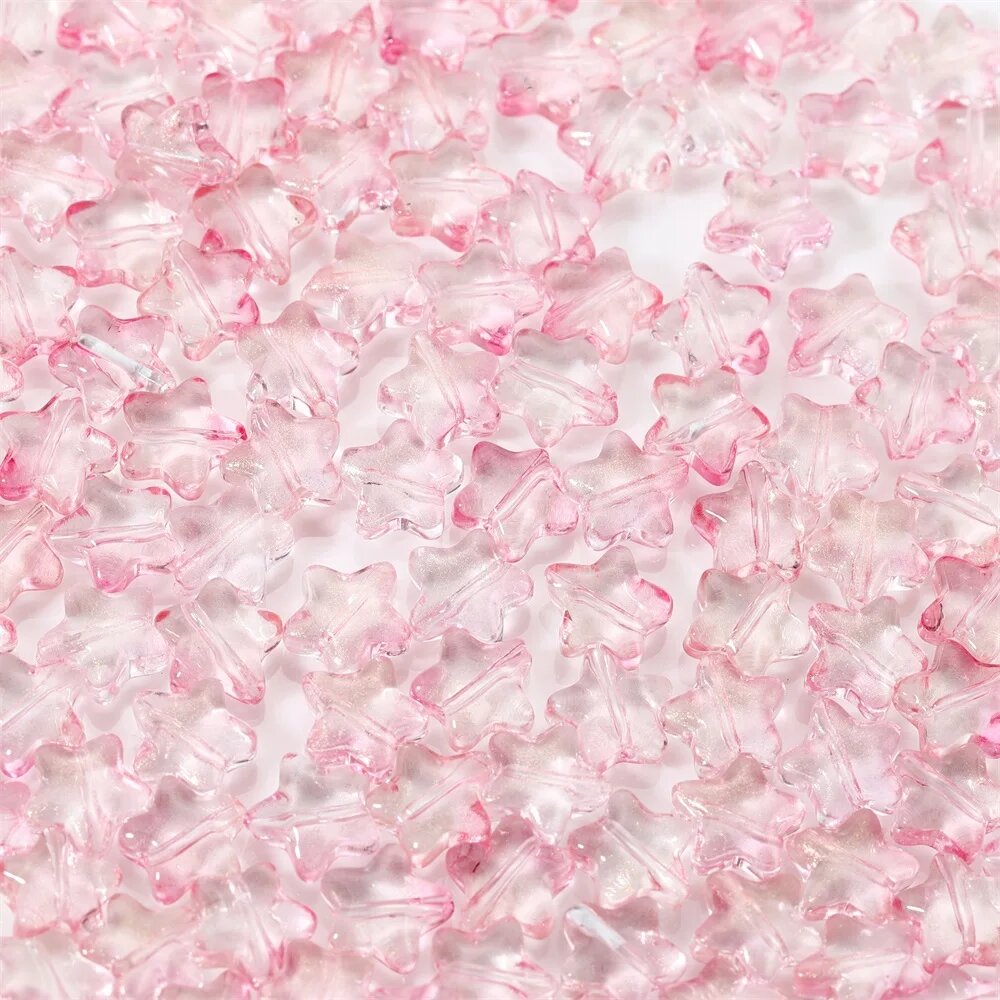 Стеклянные бусины YouYoungDifferent сердечки звезды 8-10 мм Розовый, 50pcs, pink star