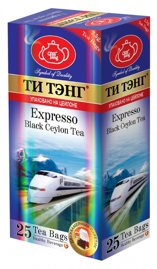 Чай Tea Tang "Экспрессо", цейлонский, черный, 25 пакетов, картон.