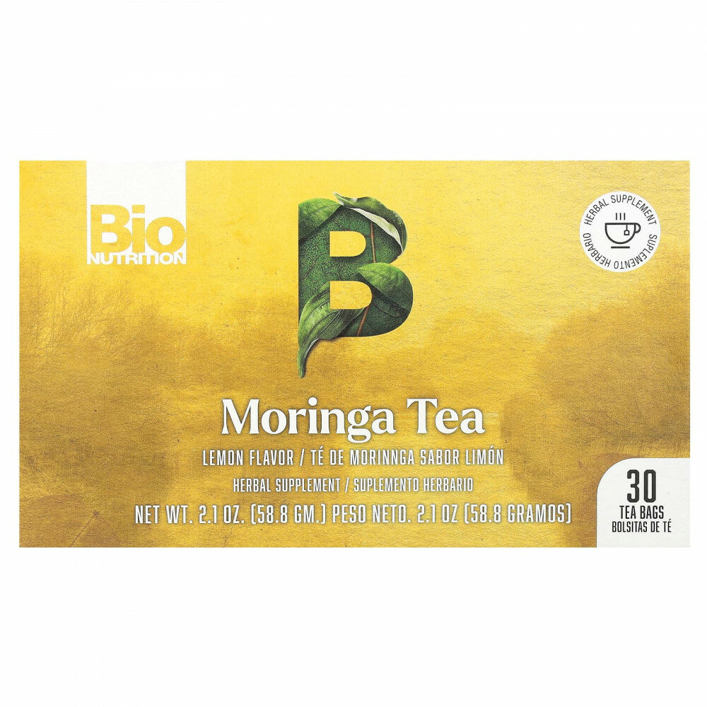 Bio Nutrition, Moringa Tea, лимон, без кофеина, 30 чайных пакетиков, 58,8 г (2,1 унции)