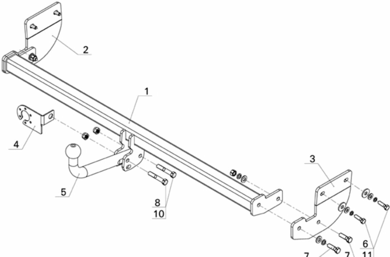 Фаркоп на HYUNDAI ELANTRA (2013-2016) (без электрики, паспорт/сертификат в комплекте) Автос. HY 27