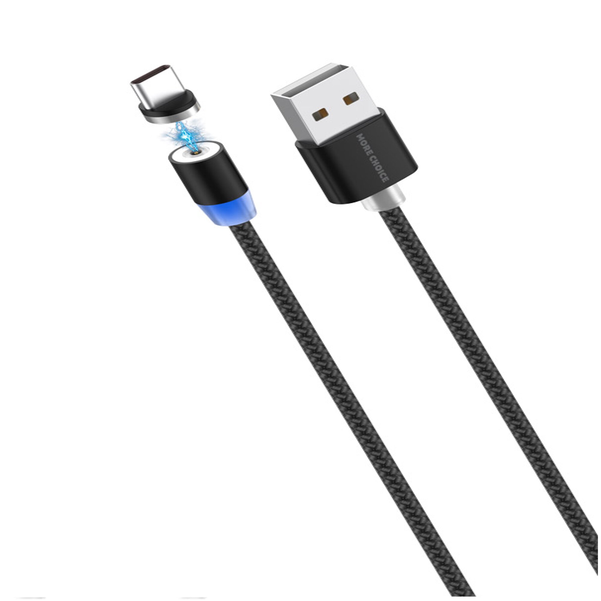 Кабель More choice USB - Type-C K61Sa Magnetic 3.0A нейлон 1м + карта, кубики (Black)