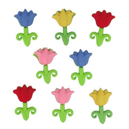 Пуговицы Dress It Up "Весенние тюльпаны" декоративные, пластик