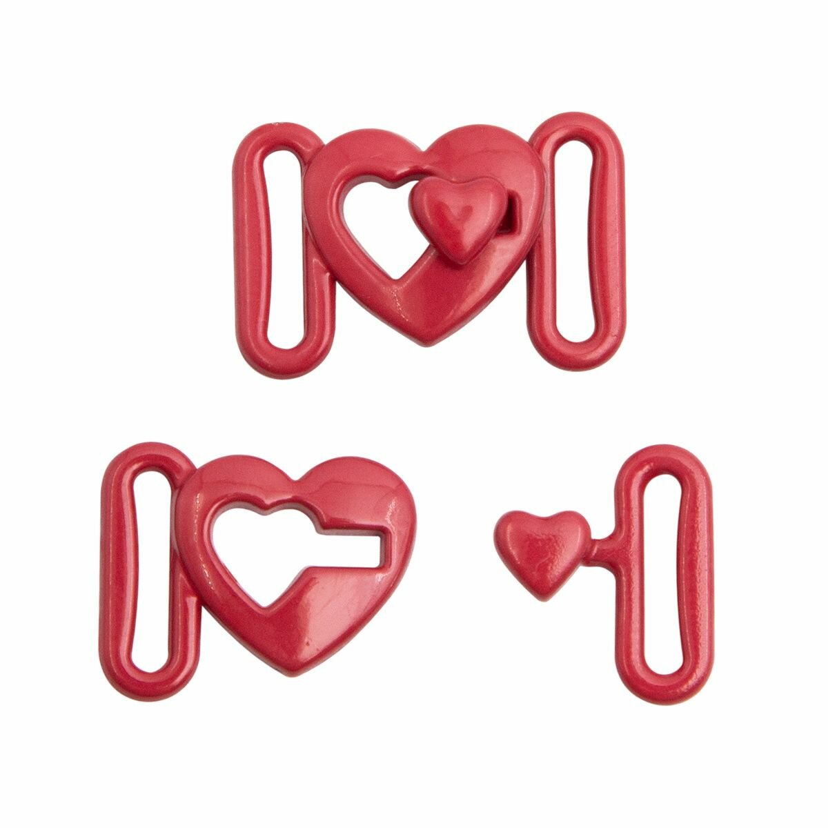 ГНУ14599 Пряжка-застежка для белья 'Сердце' 8мм металл/эмаль, цветной (C520 темно-красный)