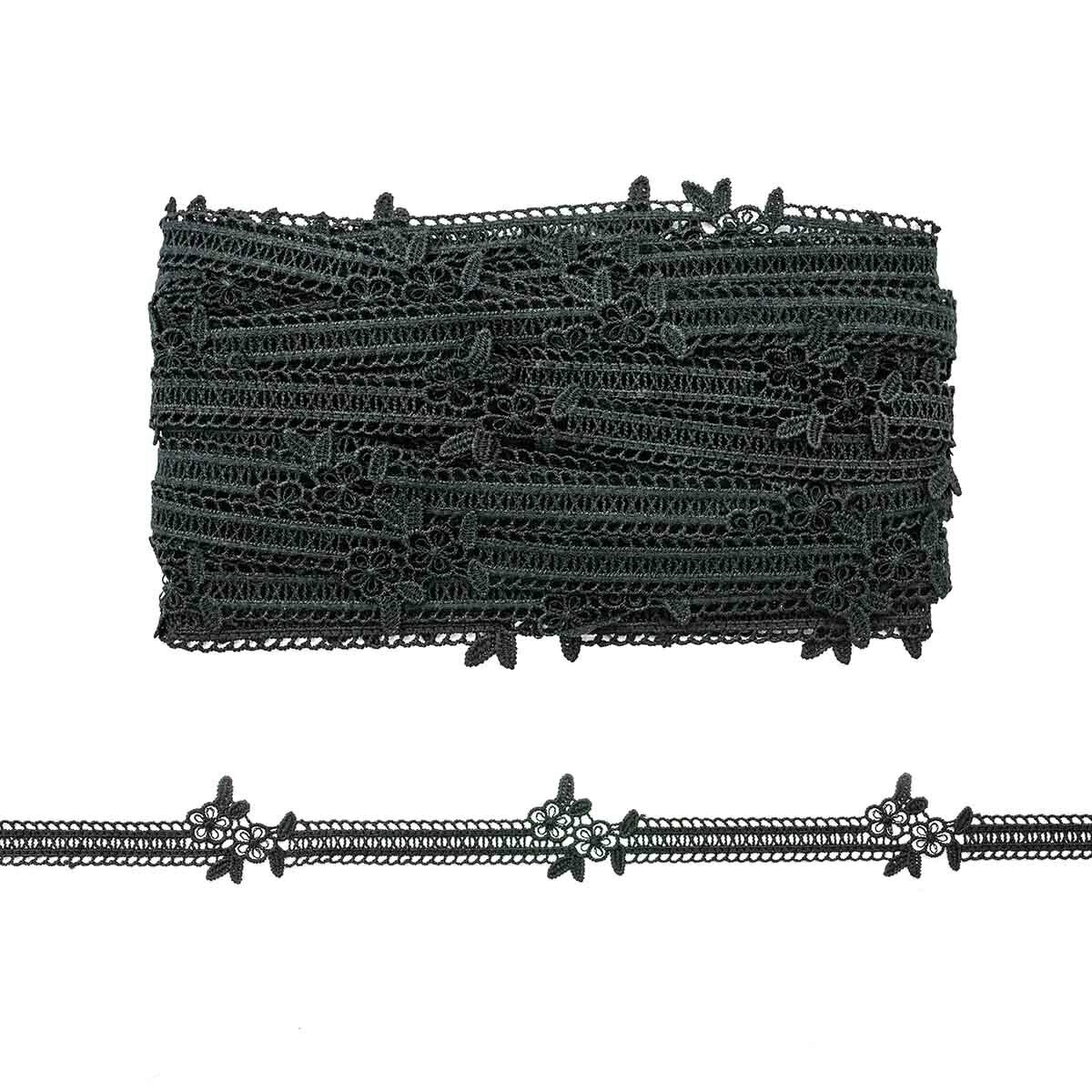 3AR330 Кружево матовое гипюр 3см*13,72м (черный)