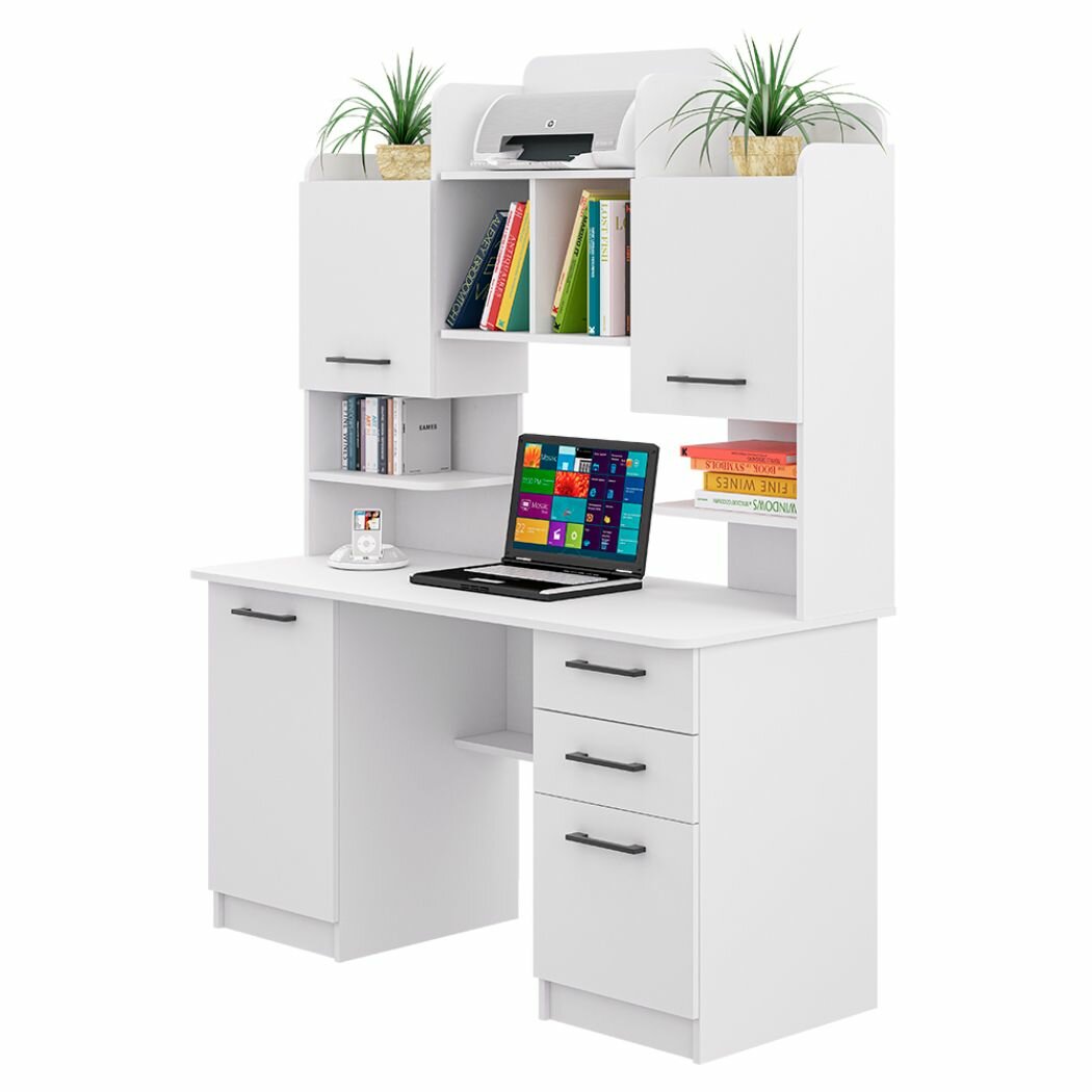 Стол компьютерный с надстройкой СК-9, Белый