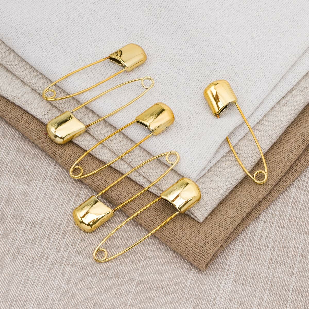 Булавки английские декоративные безопасные Айрис, золотистые, 6 шт