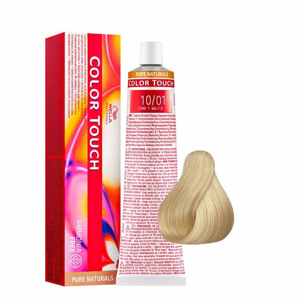 Wella Color Touch 10/01 - Тонирующая краска без аммиака яркий блонд натурально-пепельный 60 мл