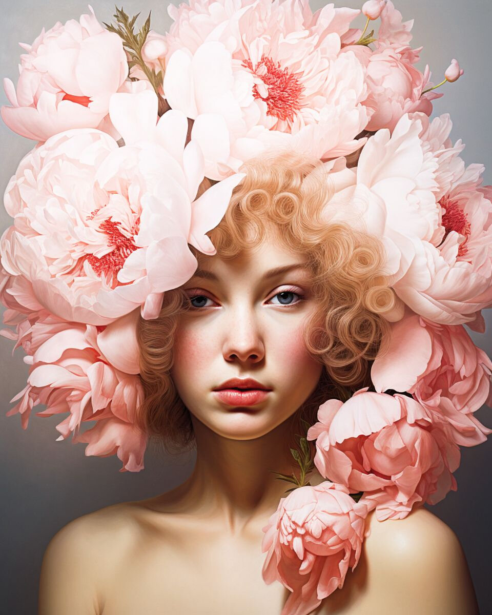 Картина по номерам девушка с цветами 40х50