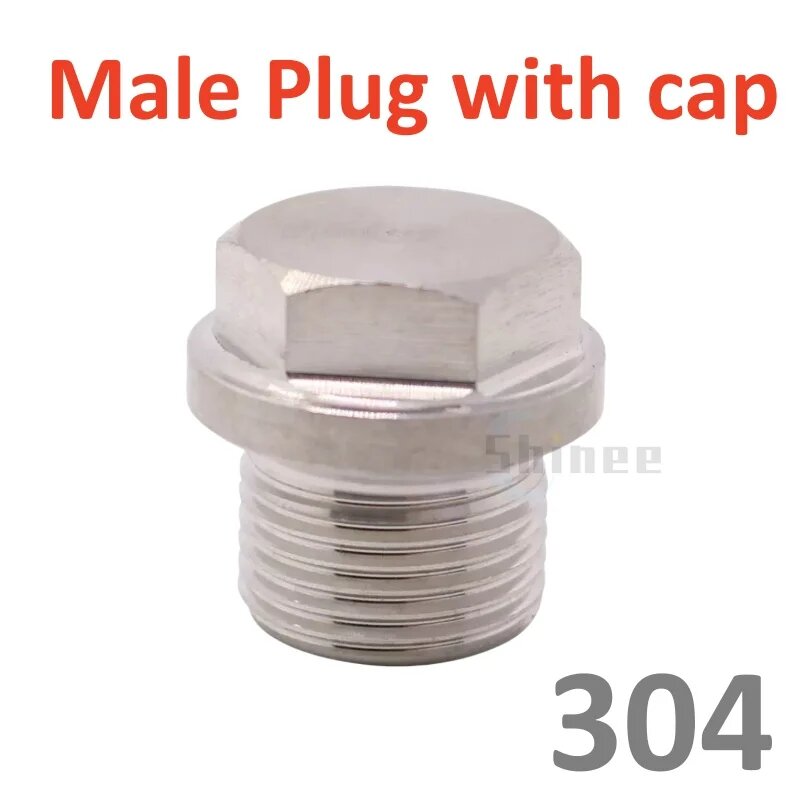 Фитинги из нержавеющей стали 304 1/8" 1/4" 3/8" 1/2" 3/4" 1" 1l8 BSP, 10 PCS, Male Plug with Cap