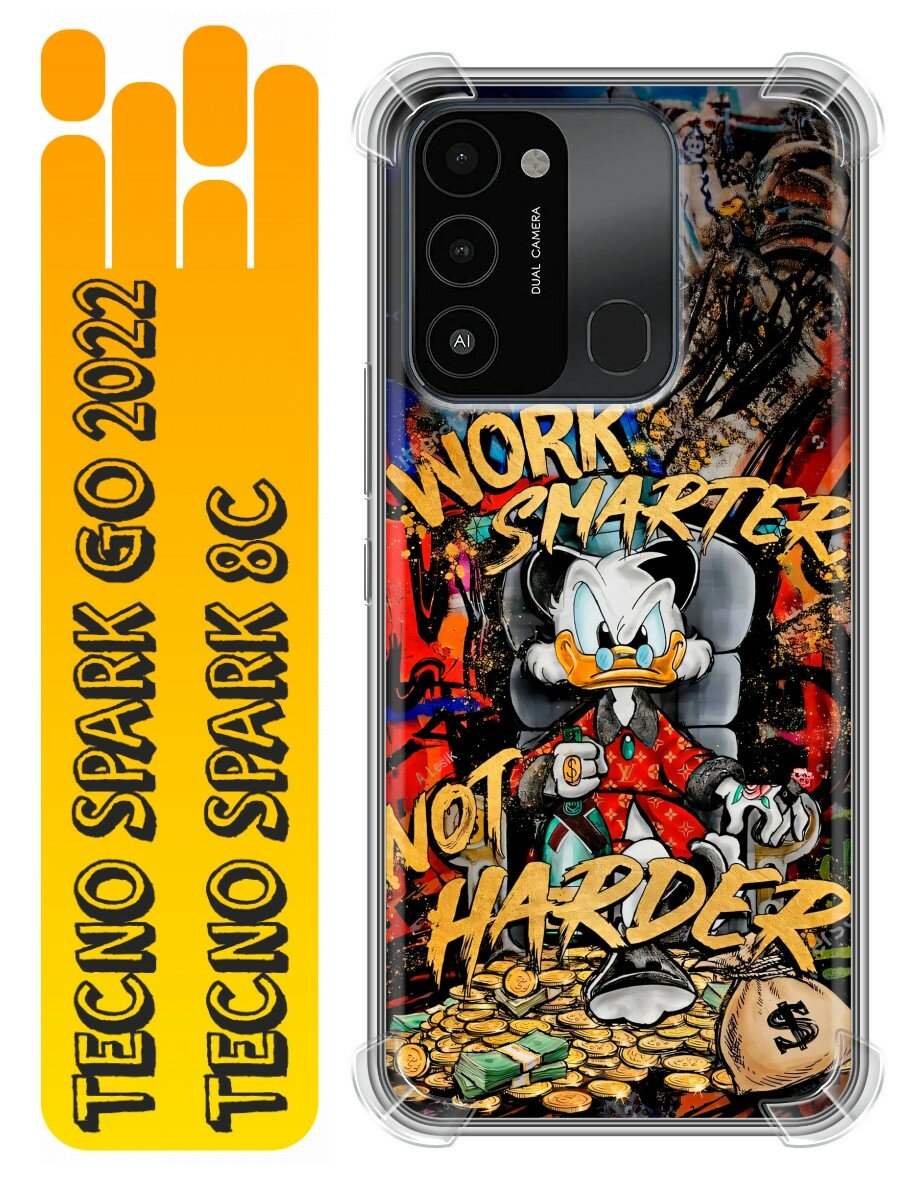 Чехол для tecno spark 8c, tecno spark go 2022 с принтом Дональд Дак Деньги (Текно Спарк 8С, Техно Спарк Го 2022)