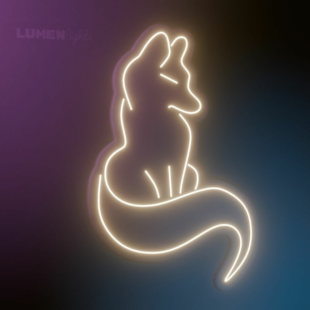 Неоновая вывеска, светильник декоративный Лисичка, 38х25 см.