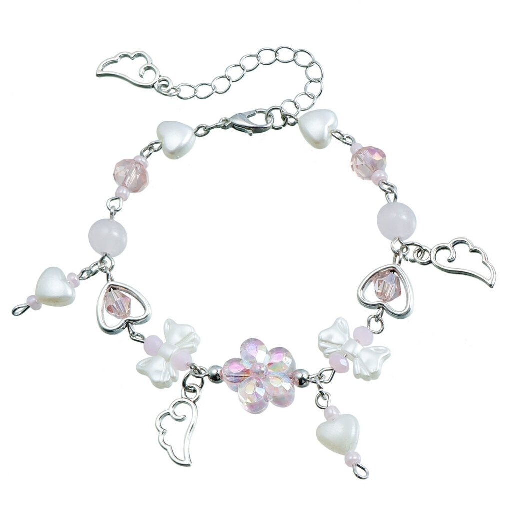 Браслет С Крыльями Ангела Ручной Работы, Милый Браслет из Бисера с Бантом, Регулируемая Цепочка, Эстетический Ювелирный Подарок для Женщин и Девочек