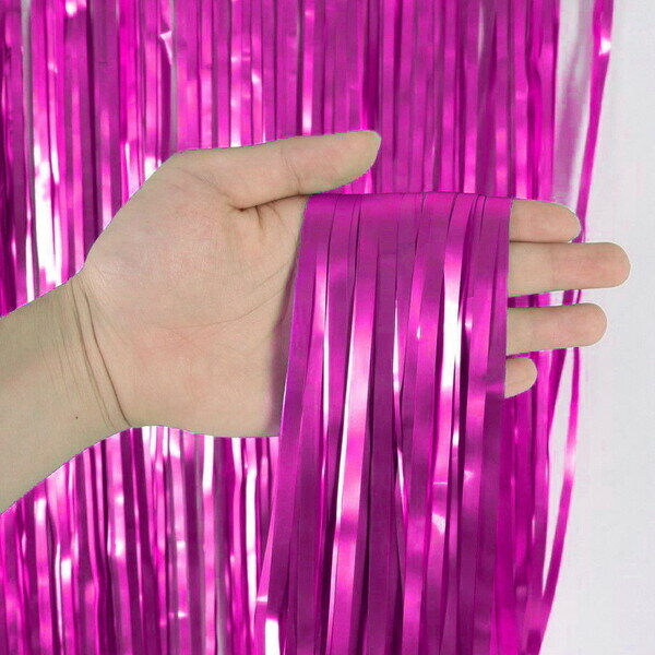 Занавес фольгированный Серпантин Дождь ширина 1 м, высота 2 м матовый, цвет фуксия