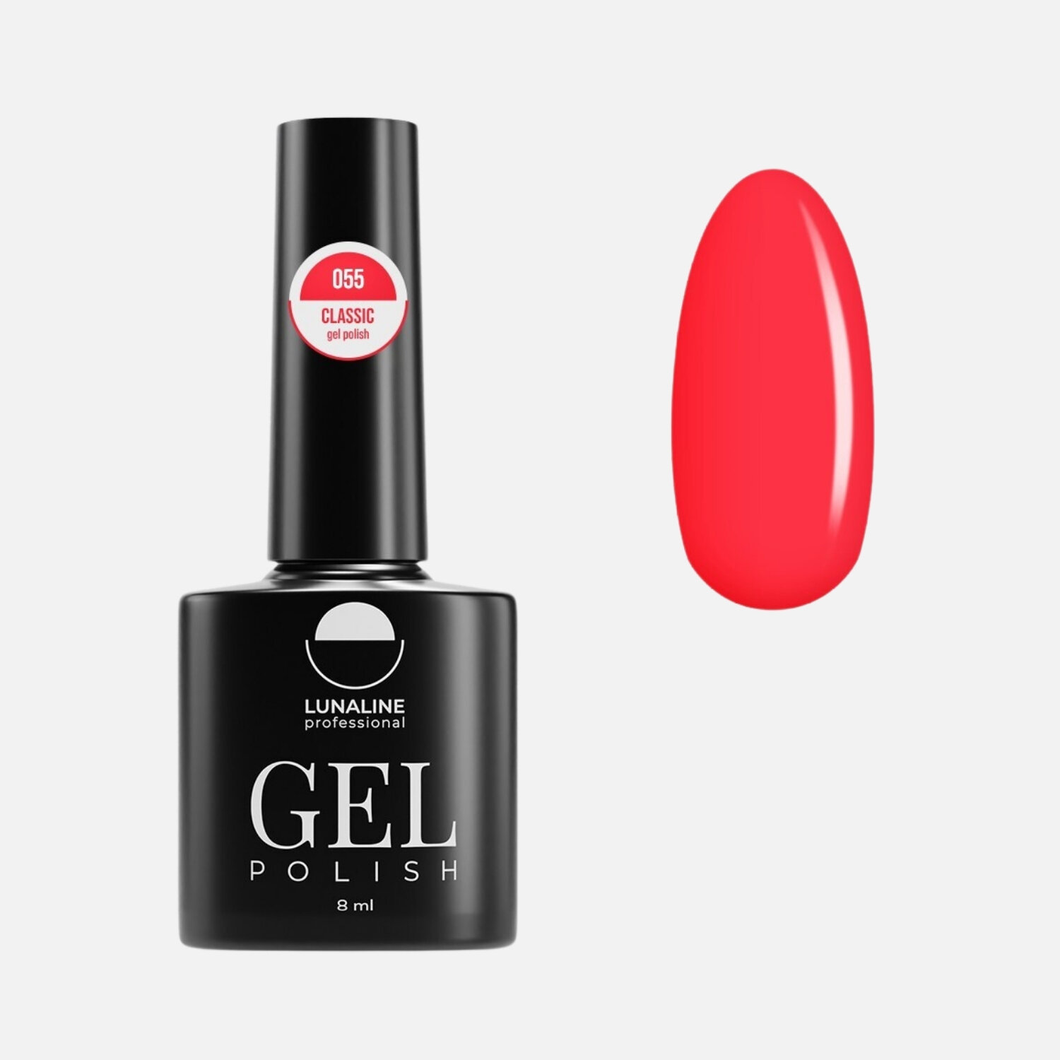 Гель-лак LunaLine №055 8 мл классическая коллекция, красный, без эффекта