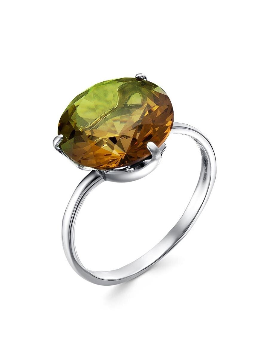 Кольцо, серебро, 925 проба, султанит синтетический