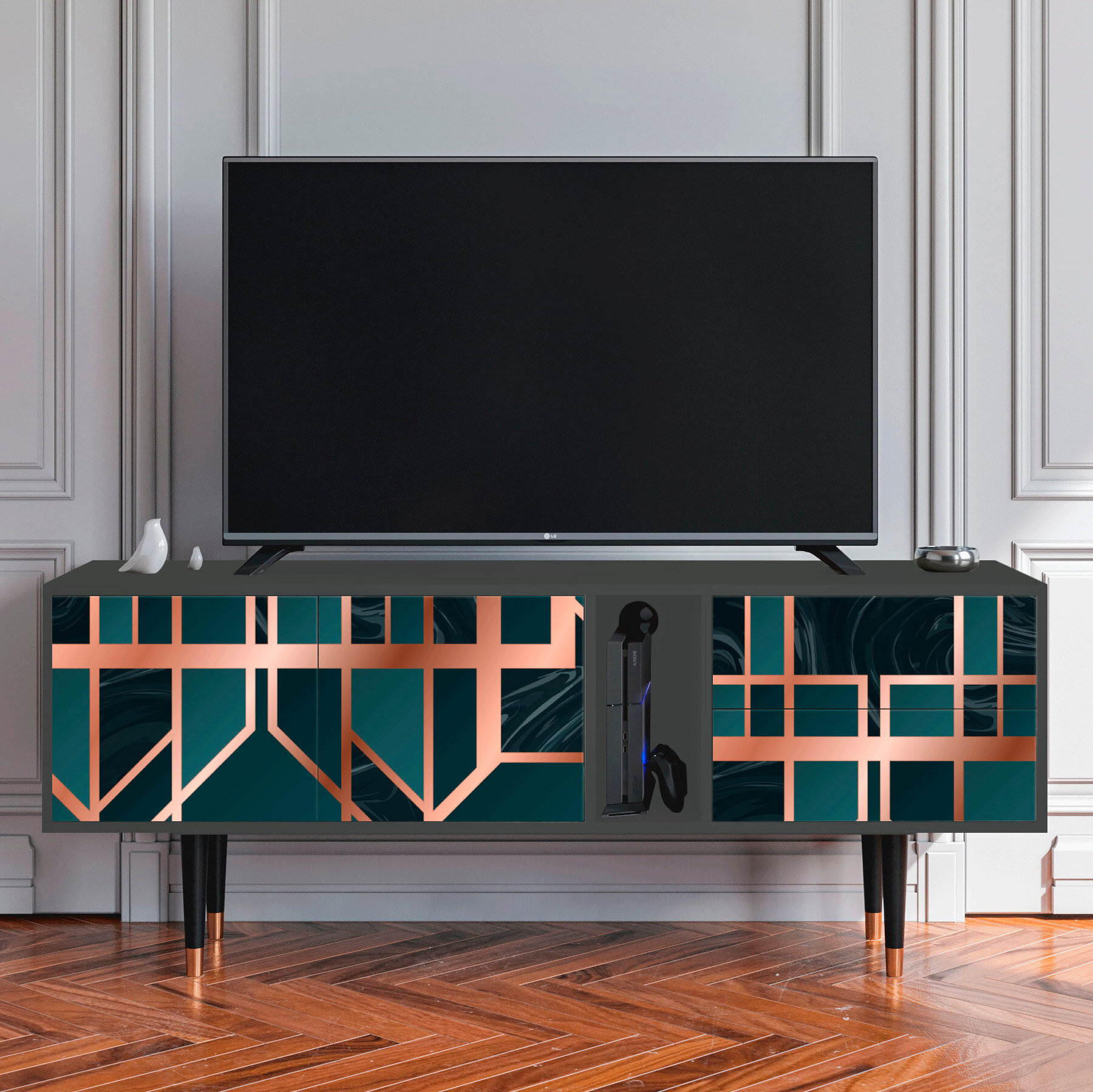 ТВ-Тумба - STORYZ - T1 Emerald Metro, Размер - 170 x 69 x 48 см, Цвет корпуса - , Антрацит