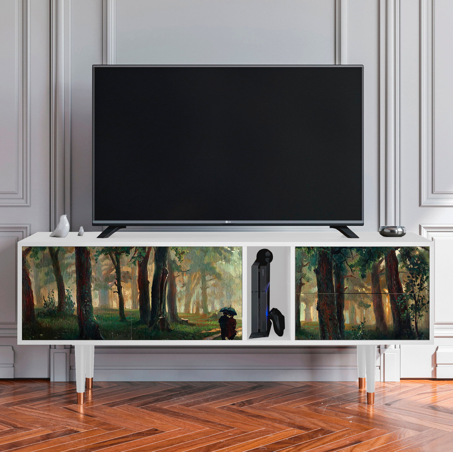 ТВ-Тумба - STORYZ - T1 Rain in the Oak Forest by Ivan Shishkin, Размер - 170 x 69 x 48 см, Цвет корпуса - , Белый