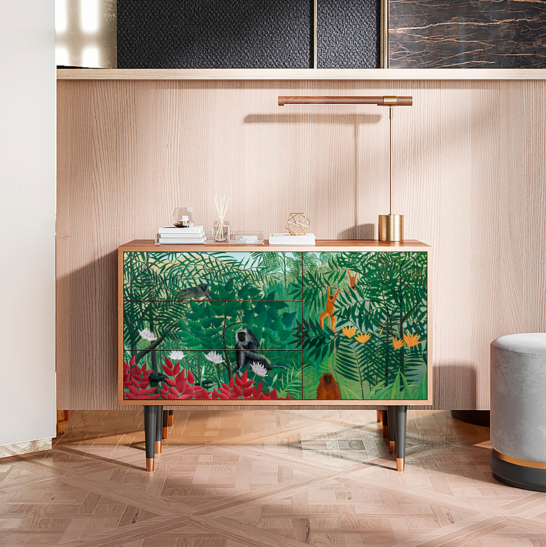 Комод - STORYZ - S3 Jungles in Paris by Henri Rousseau , Размер - 115 x 84 x 41 см, Цвет корпуса - , Орех