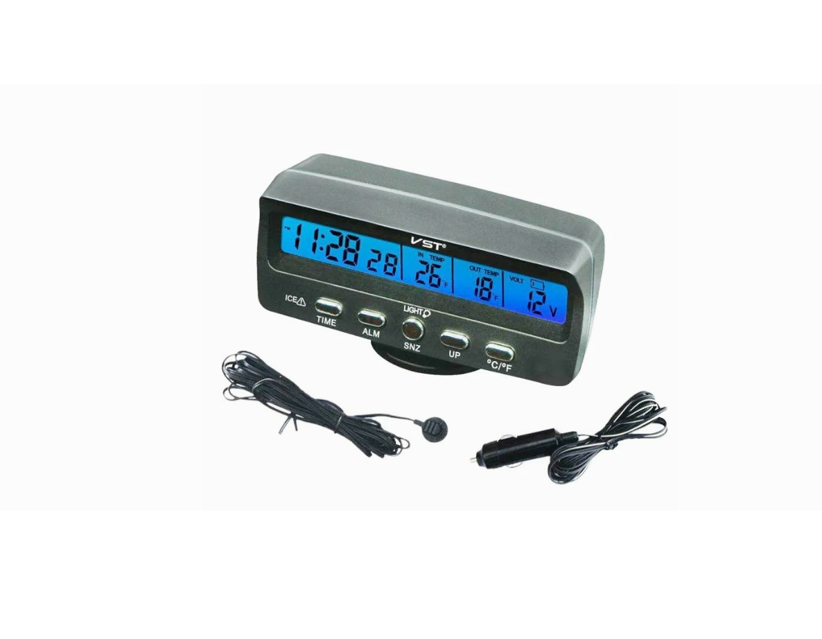 Авто часы VST 7045-V Монохром blue (серебристый)