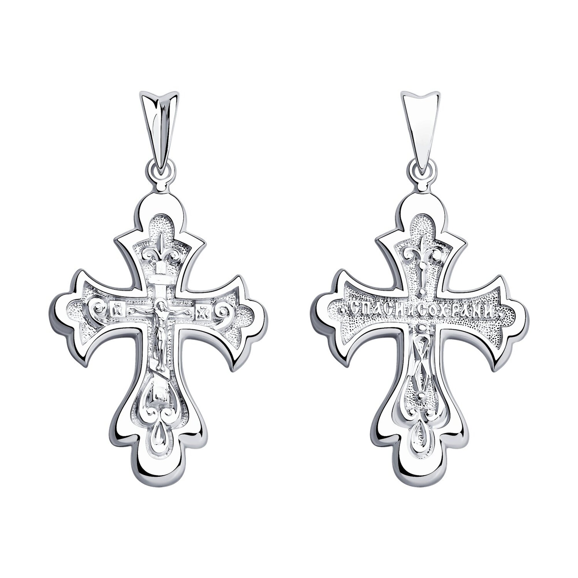 Крестик, серебро, 925 проба, родирование