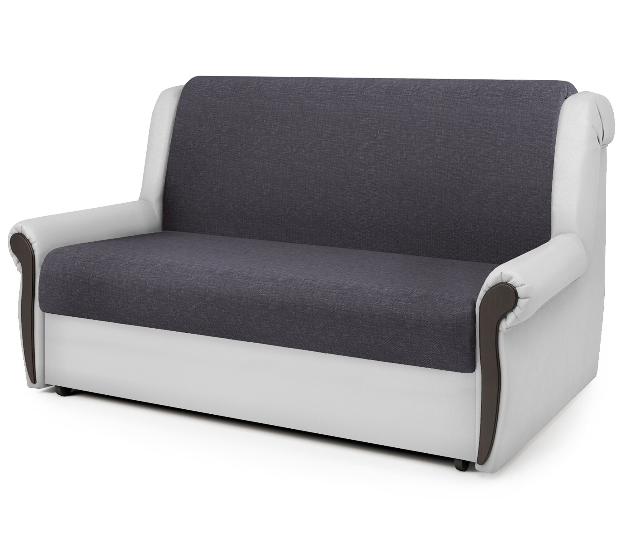 Диван-кровать Шарм-Дизайн Аккорд М 100х194 см, диван раскладной, аккордеон, прямой, серая рогожка и экокожа белая