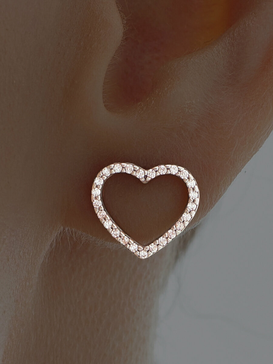 Серьги пусеты, серебро, 925 проба, родирование, фианит