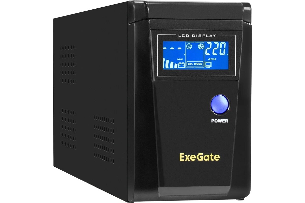 ExeGate ИБП инвертор, синус, для котла SineTower SN-600. LCD. AVR.2SH 600VA 360W, чистая синусоида, LCD дисплей, AVR, 2*Schuko, линейно-интерактивный, Black 295980