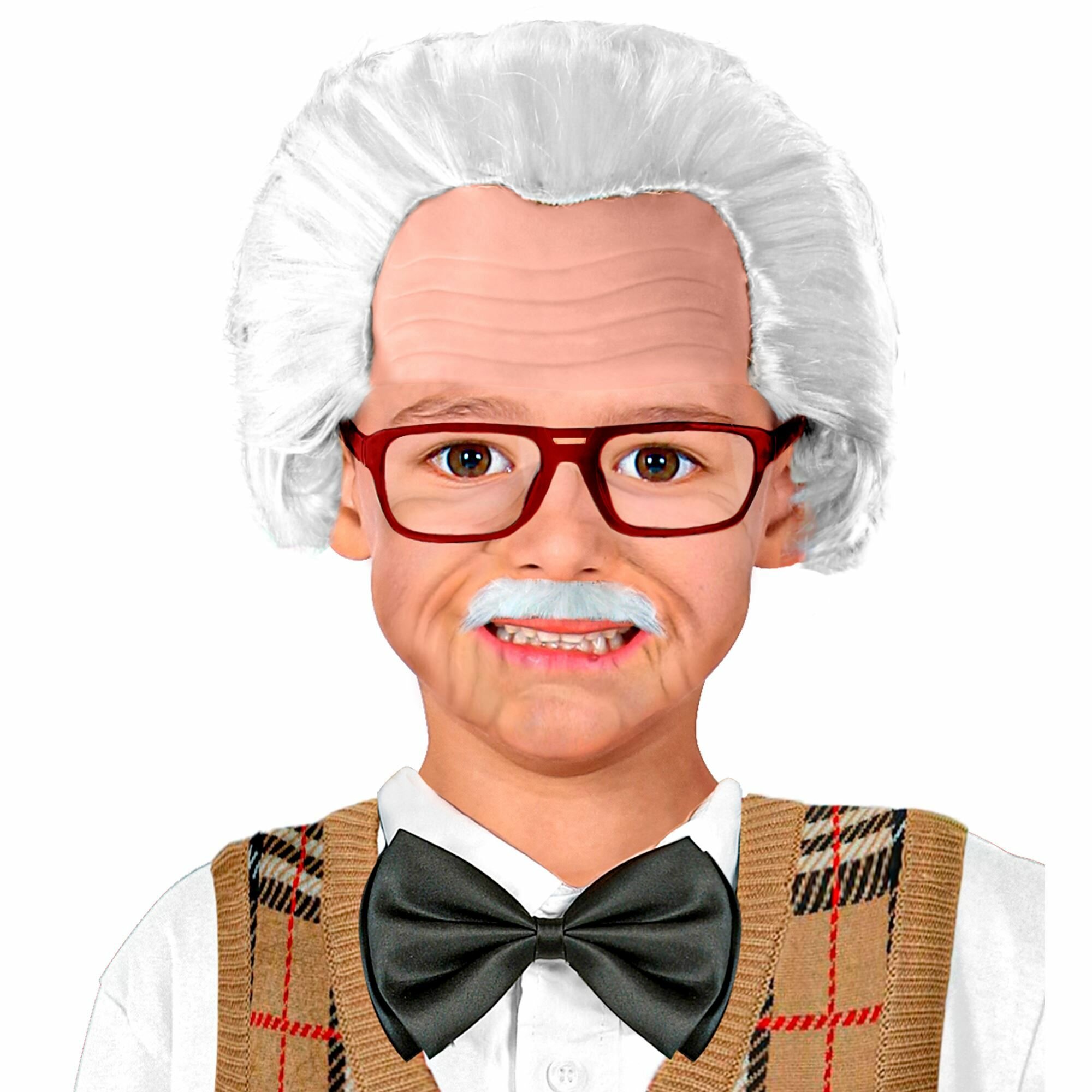 Парик WIDMANN Дедушка с усами и очками, искусственный волос, мужской, карнавал, белый