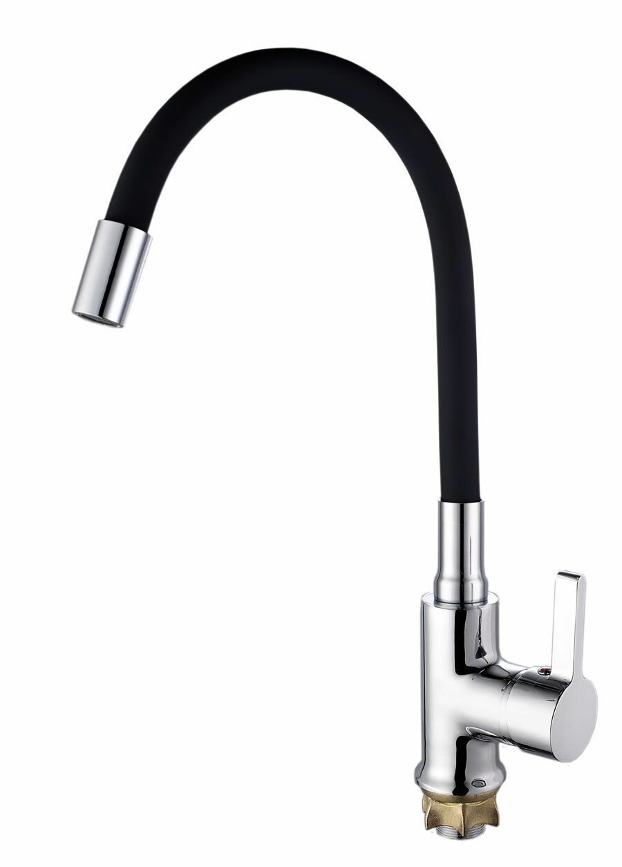 Смеситель с гибким краном для раковины на кухню и ванную. Умывальник с высоким изливом и аэратором Смеситель для кухни с поворотным гнущимся изливом VIKO V-4024 , цвет Черный