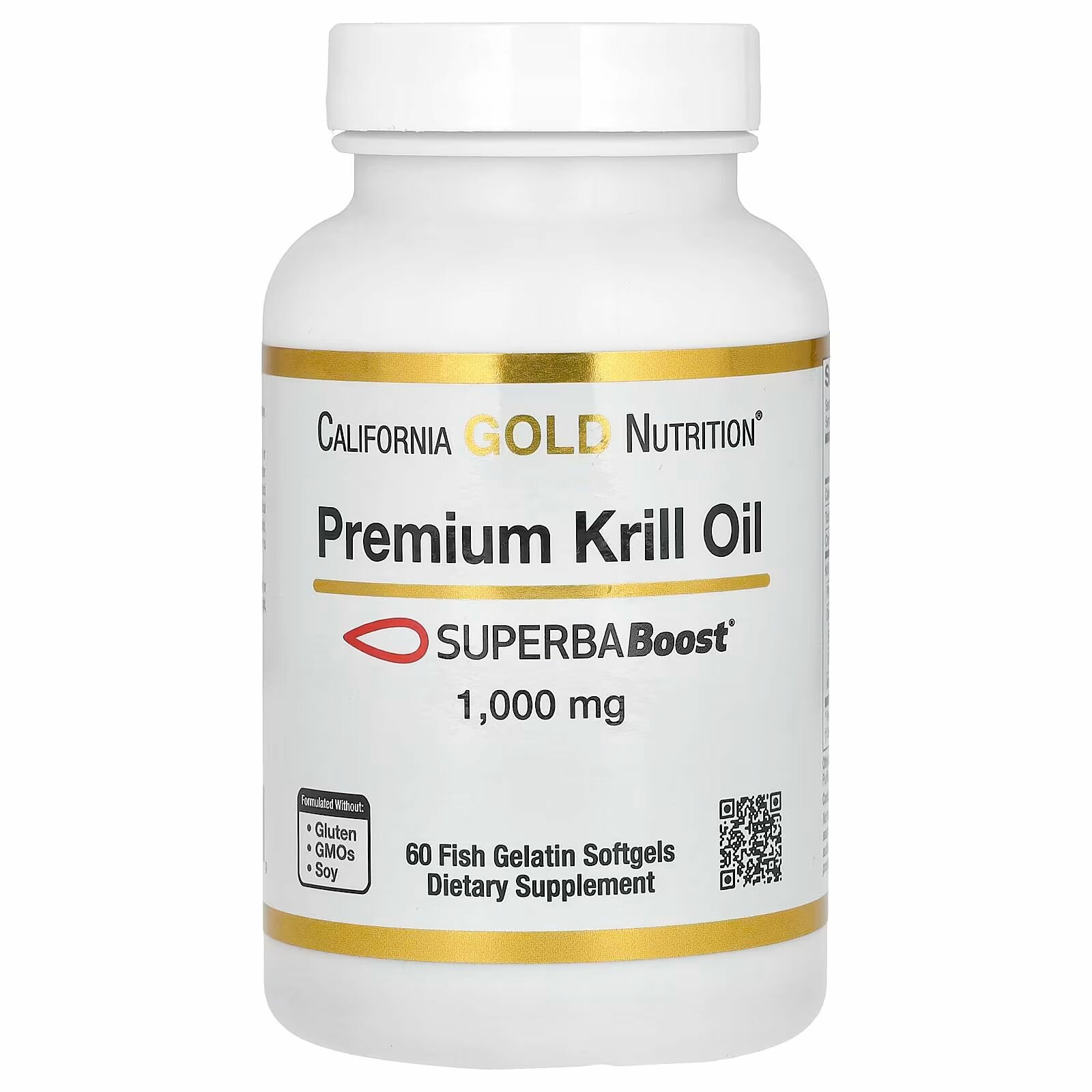 Масло криля California Gold Nutrition, премиум-класс, 1000мг, 60капсул