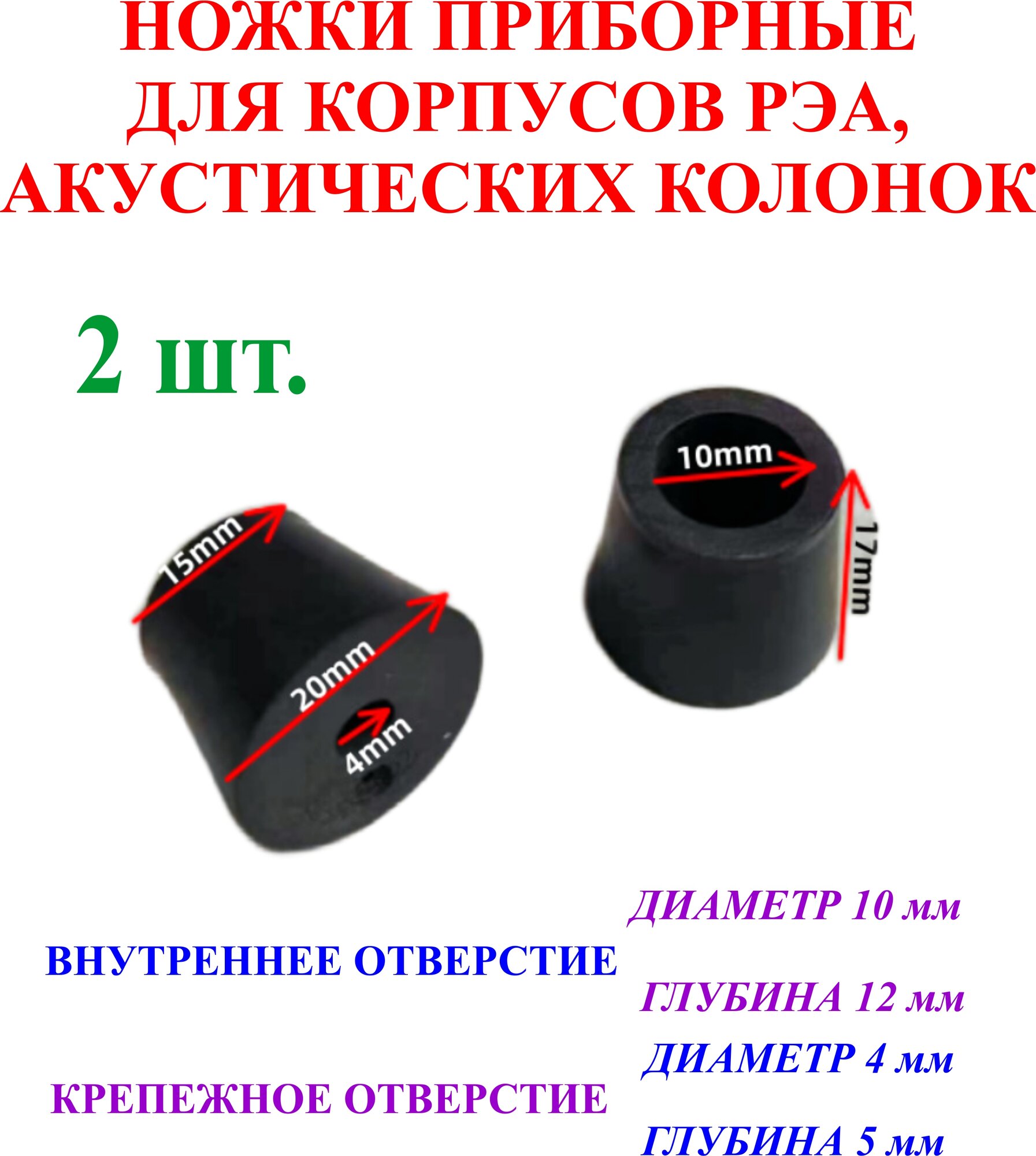 2 шт. 20х17 мм Ножки для корпусов РЭА, резиновые, универсальные. №2